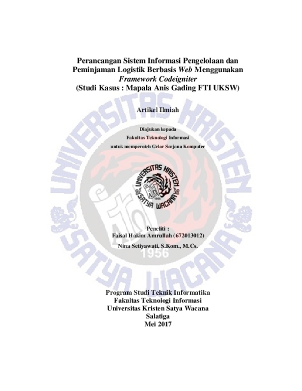 (PDF) Perancangan Sistem Informasi Pengelolaan dan Peminjaman Logistik Berbasis Web Menggunakan ...