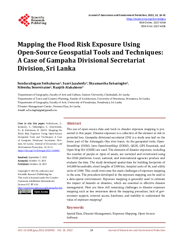 Pdf Mapping The Flood Risk Exposure Using Open Source Geospatial Tools And Techniques A Case 
