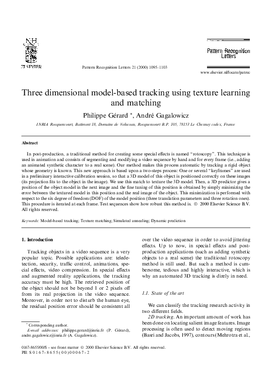 (PDF) Three dimensional model-based tracking using texture learning and matching