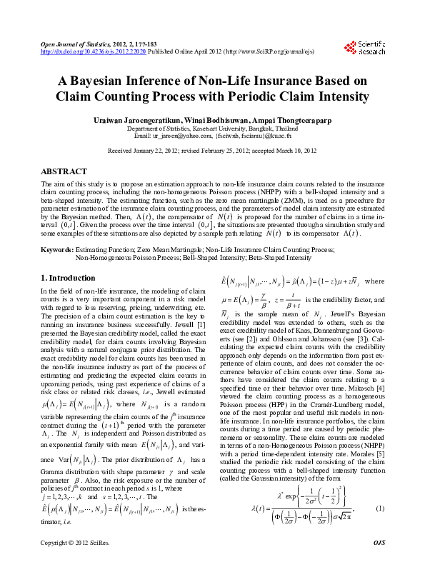 (PDF) A Bayesian Inference of Non-Life Insurance Based on Claim Counting Process with Periodic ...