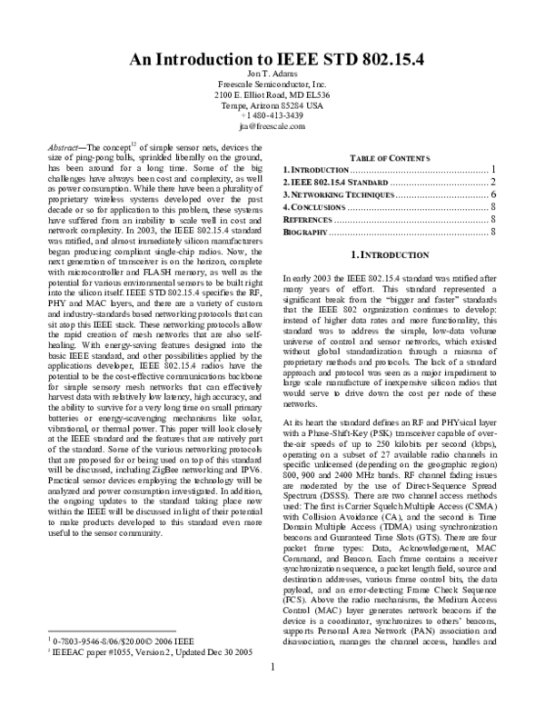(PDF) An Introduction to IEEE STD 802.15.4 | Black Mamba - Academia.edu