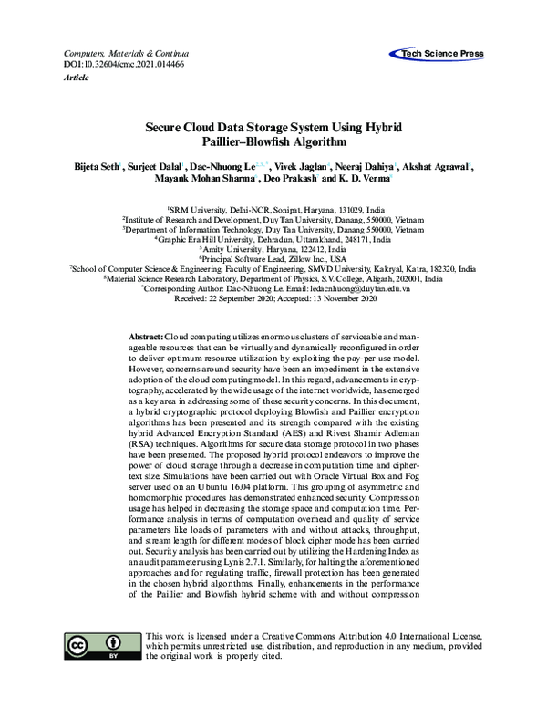 (PDF) Secure Cloud Data Storage System using Hybrid Paillier-Blowfish Algorithm