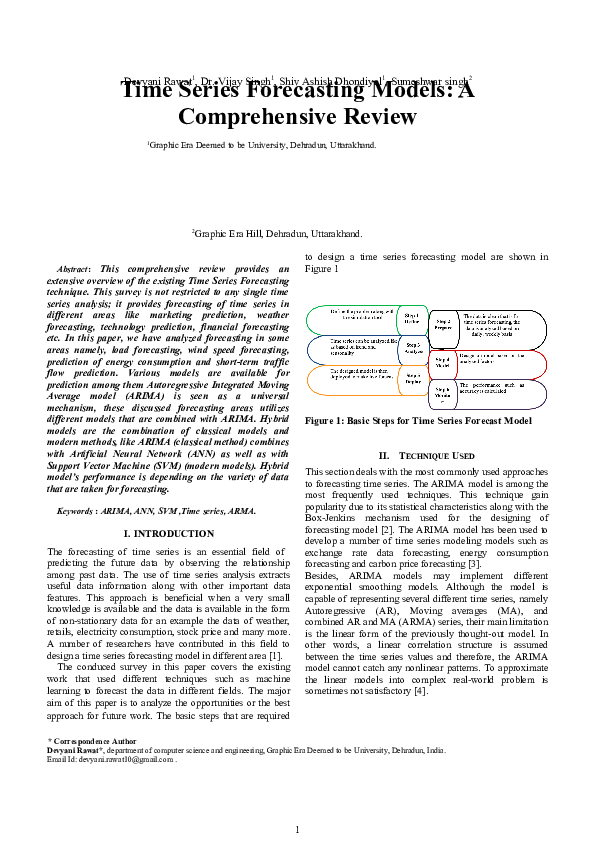 Doc Time Series Forecasting Models A Comprehensive Review
