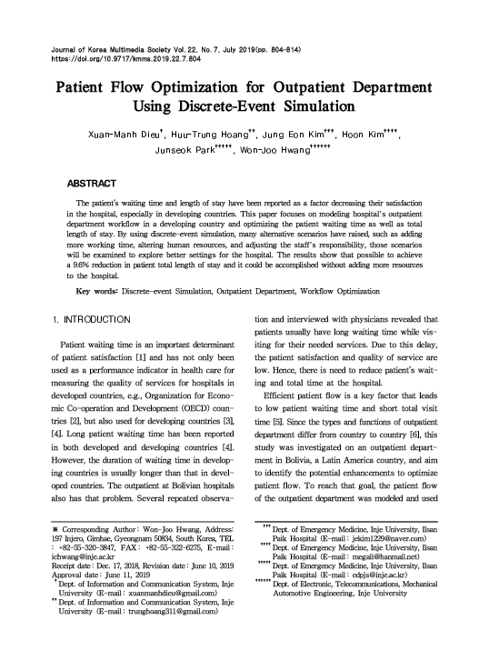 (PDF) Optimizing Outpatient Flow via Simulation