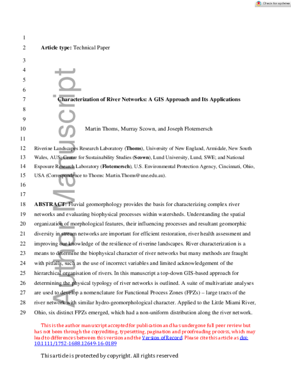 (PDF) Characterization of River Networks: A GIS Approach and Its ...