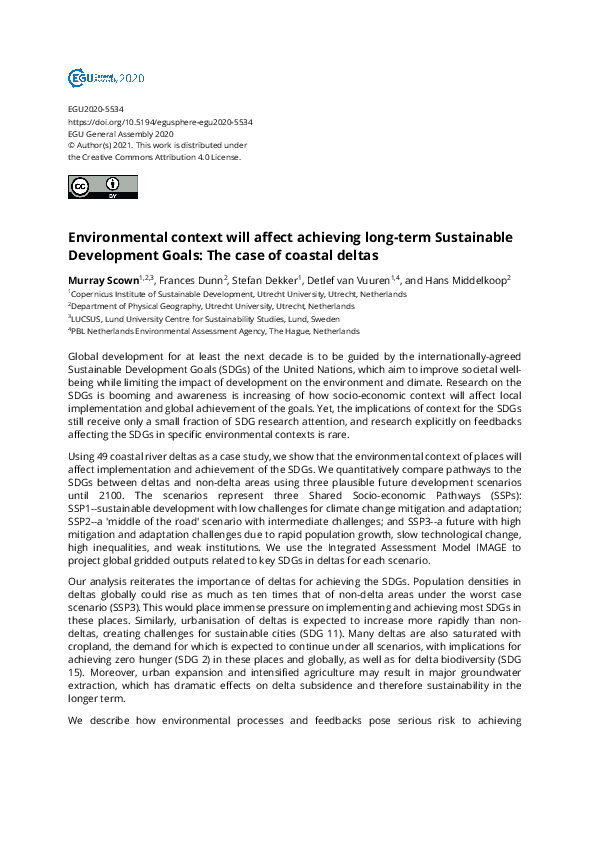 (PDF) Environmental context will affect achieving long-term Sustainable ...