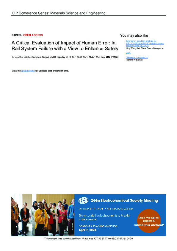 (PDF) A Critical Evaluation of Impact of Human Error: In Rail System ...