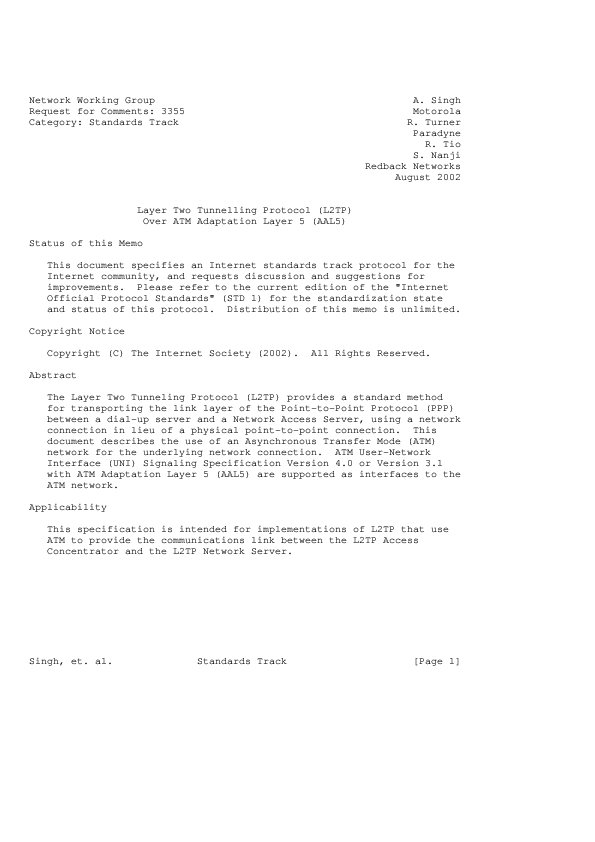(PDF) Layer Two Tunnelling Protocol (L2TP) Over ATM Adaptation Layer 5 ...