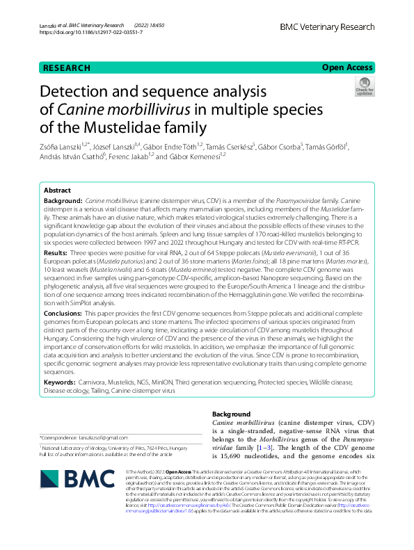 (PDF) Detection and sequence analysis of Canine morbillivirus in ...