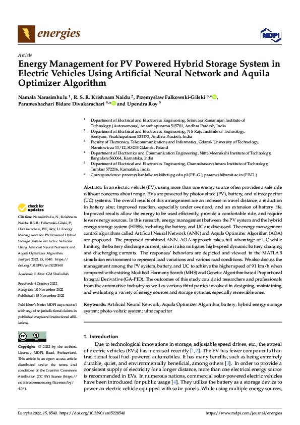 (PDF) Energy Management for PV Powered Hybrid Storage System in Electric Vehicles Using ...