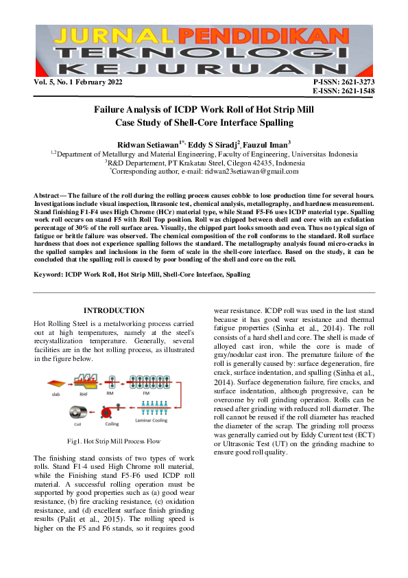 (PDF) Failure Analysis of ICDP Work Roll of Hot Strip Mill: Case Study ...