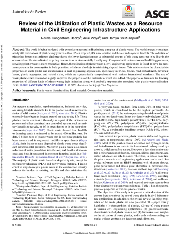(PDF) Review of the Utilization of Plastic Wastes as a Resource ...