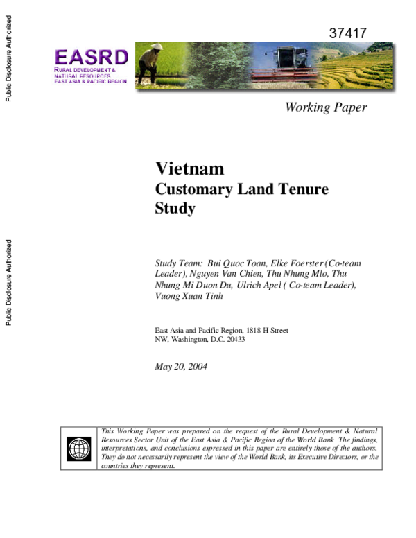 (PDF) Vietnam : customary land tenure study