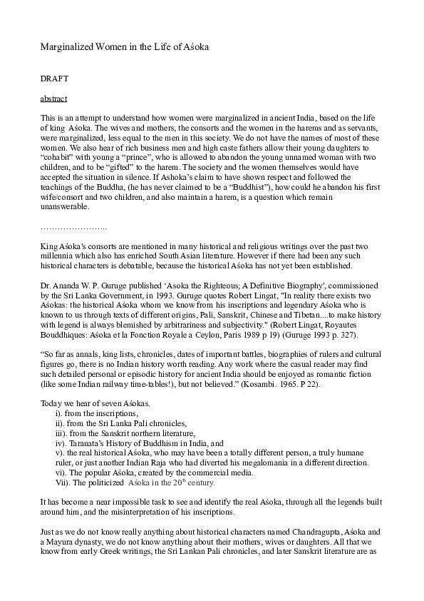 Marginalized women in Ashoka's life