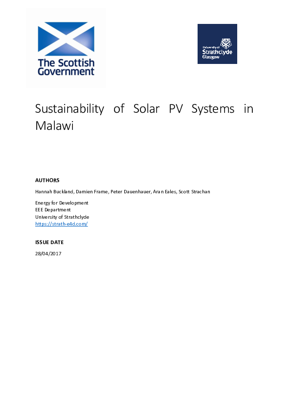 (PDF) Sustainability of Solar PV Systems in Malawi