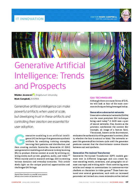(PDF) Generative Artificial Intelligence: Trends and Prospects