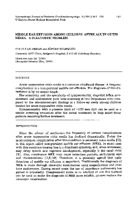 (PDF) Middle ear effusion among children after acute otitis media. A ...