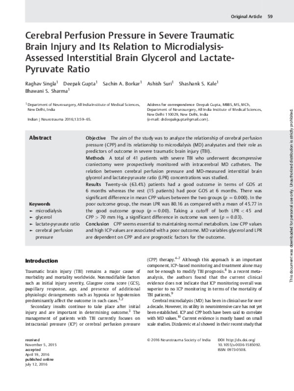 (PDF) Cerebral Perfusion Pressure in Severe Traumatic Brain Injury and ...