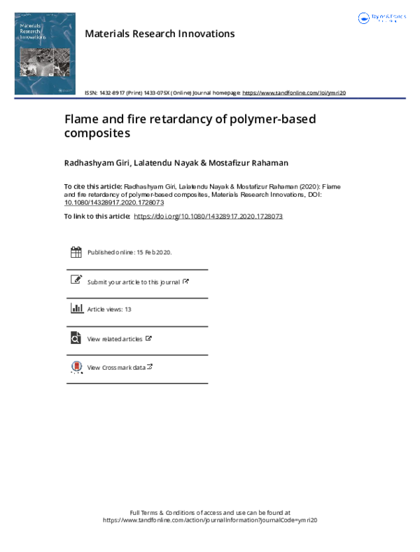 (PDF) Flame and fire retardancy of polymer-based composites