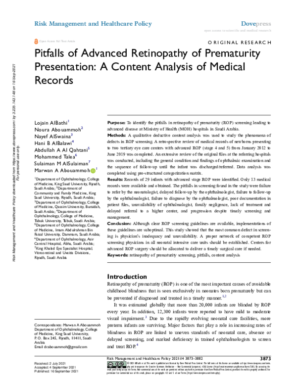 (PDF) Pitfalls of Advanced Retinopathy of Prematurity Presentation: A ...