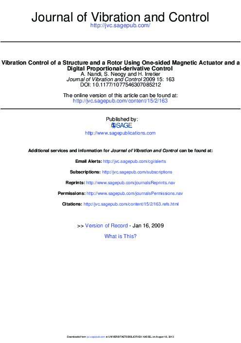 (PDF) Vibration Control of a Structure and a Rotor Using One-sided Magnetic Actuator and a ...