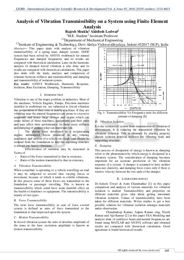 (PDF) Analysis of Vibration Transmissibility on a System Using Finite Element Analysis