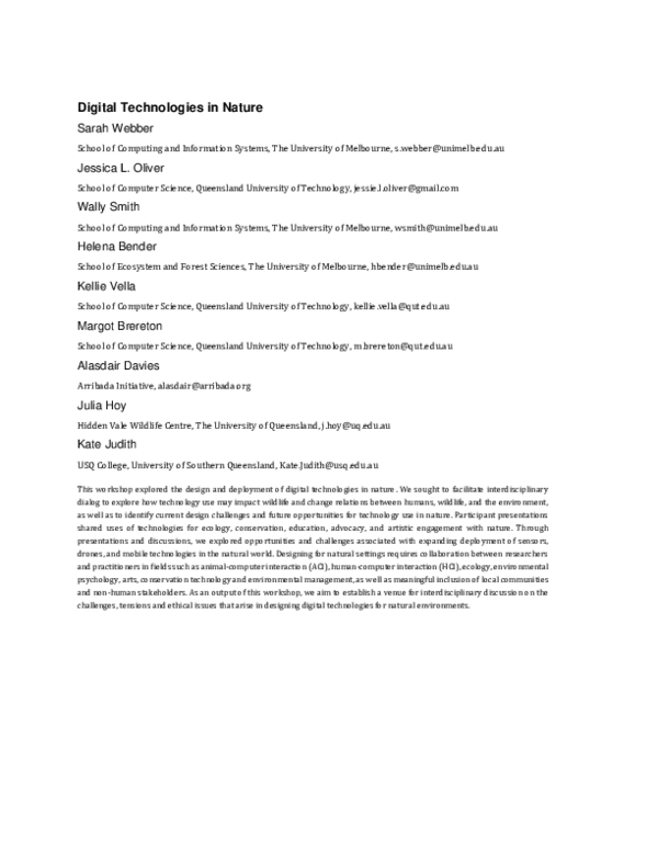 (PDF) Digital Technologies in Nature