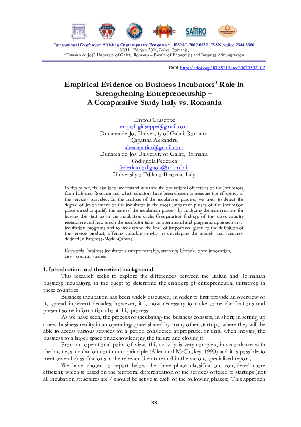 (PDF) Empirical Evidence on Business Incubators' Role in Strengthening ...
