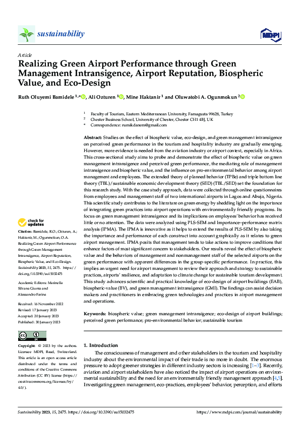 (PDF) Realizing Green Airport Performance through Green Management ...