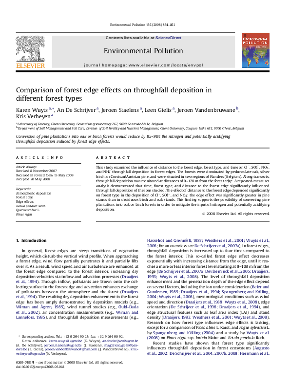 (PDF) Comparison of forest edge effects on throughfall deposition in ...