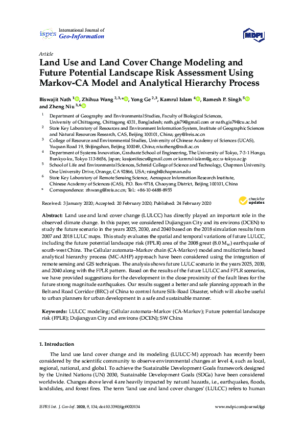 (PDF) Land Use and Land Cover Change Modeling and Future Potential Landscape Risk Assessment ...