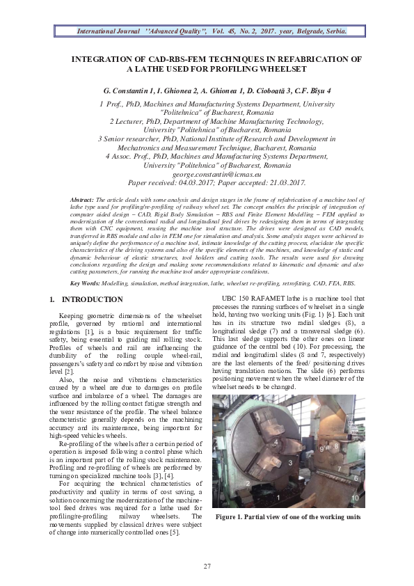 (PDF) Integration of Cad-RBS-Fem Techniques in Refabrication of a Lathe ...