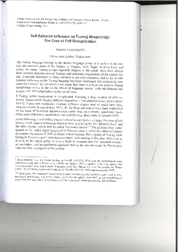 (PDF) Sub-Saharan Influence on Tuareg Morphology: The case of full ...