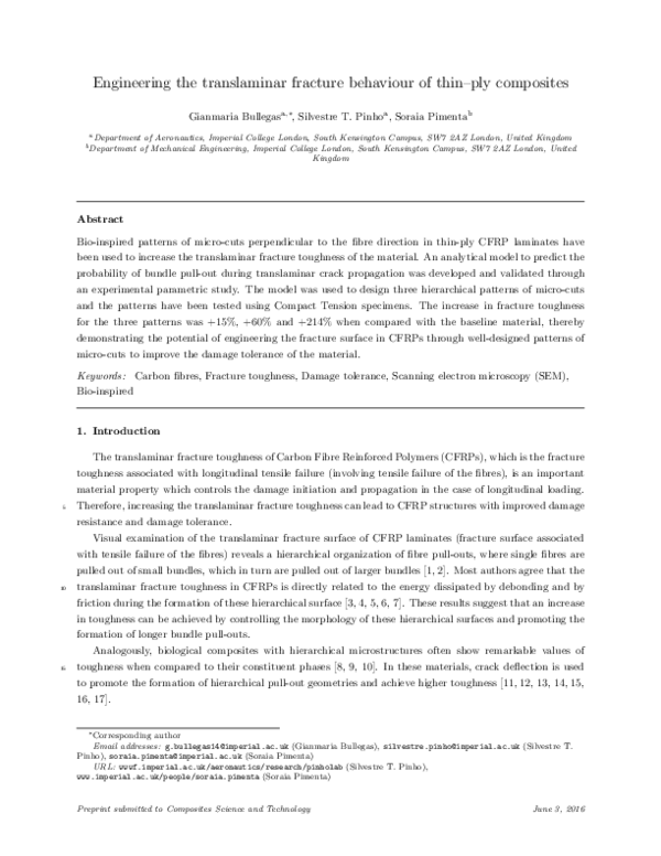(PDF) Engineering the translaminar fracture behaviour of thin-ply ...
