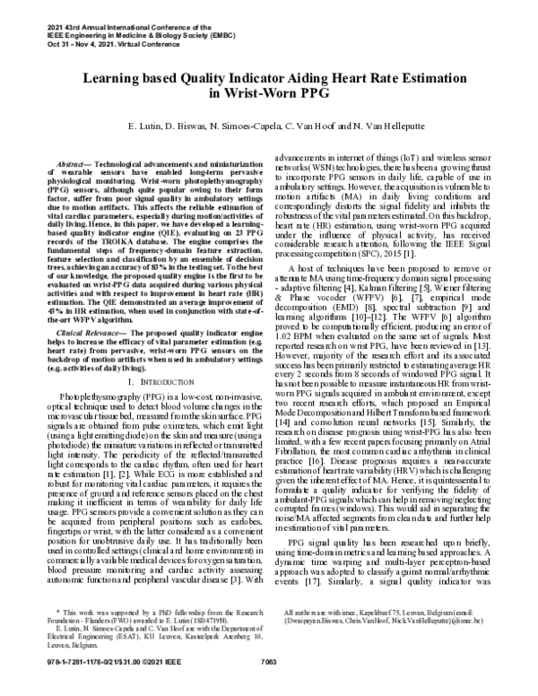 (PDF) Learning based Quality Indicator Aiding Heart Rate Estimation in Wrist-Worn PPG