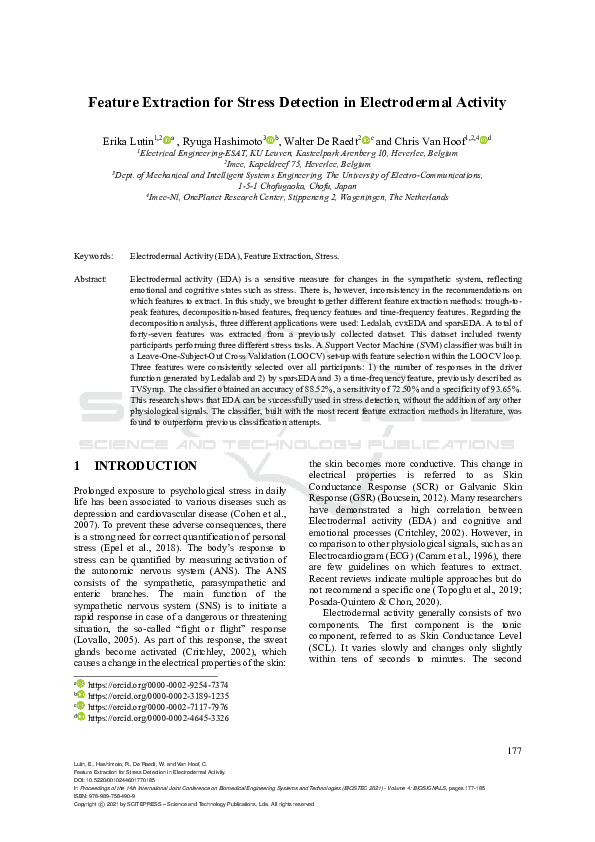 Pdf Feature Extraction For Stress Detection In Electrodermal Activity