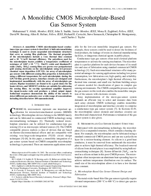 (PDF) A monolithic CMOS microhotplate-based gas sensor system | MUHAMMAD ISHFAQ AFRIDI ...