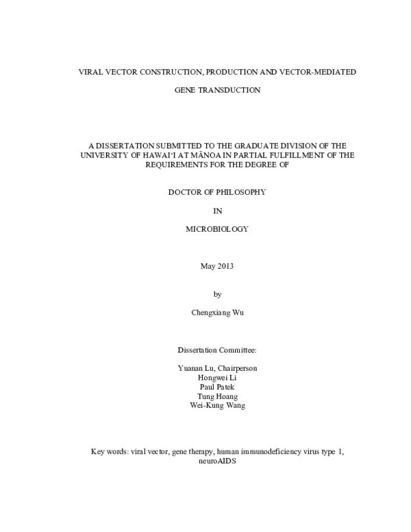 (PDF) Viral vector construction, production and vector-mediated gene ...
