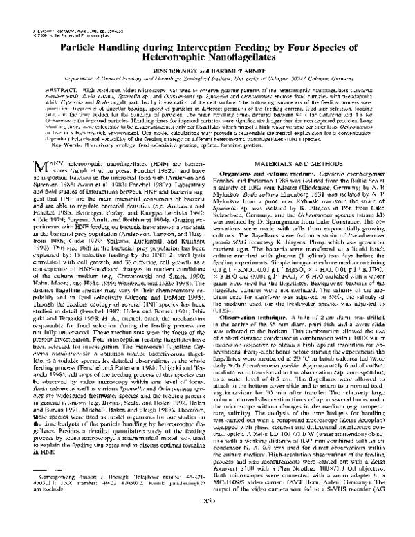 (PDF) Particle Handling during Interception Feeding by Four Species of ...