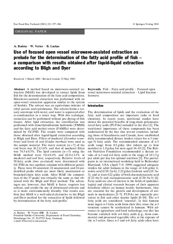 (PDF) Use of focused open vessel microwave-assisted extraction as ...