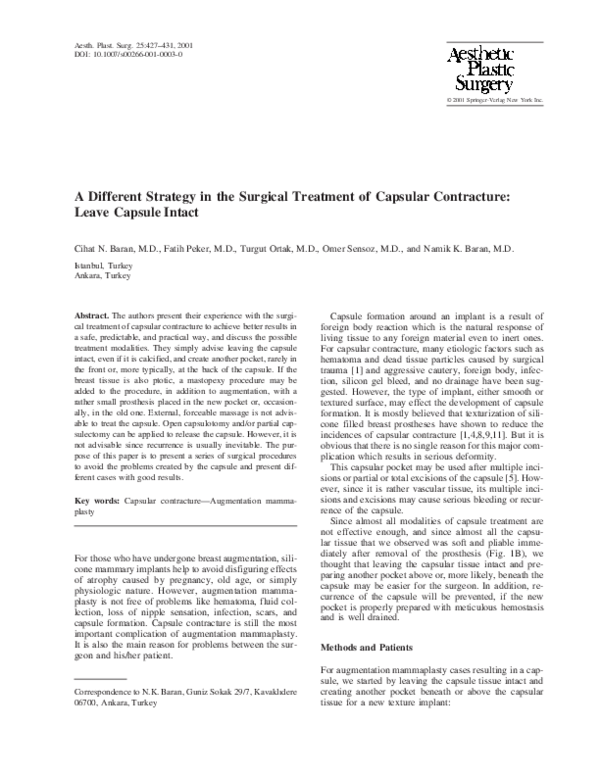(PDF) A Different Strategy in the Surgical Treatment of Capsular ...