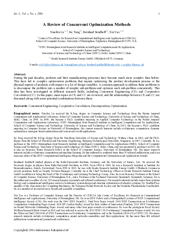 (PDF) A Review of Concurrent Optimization Methods