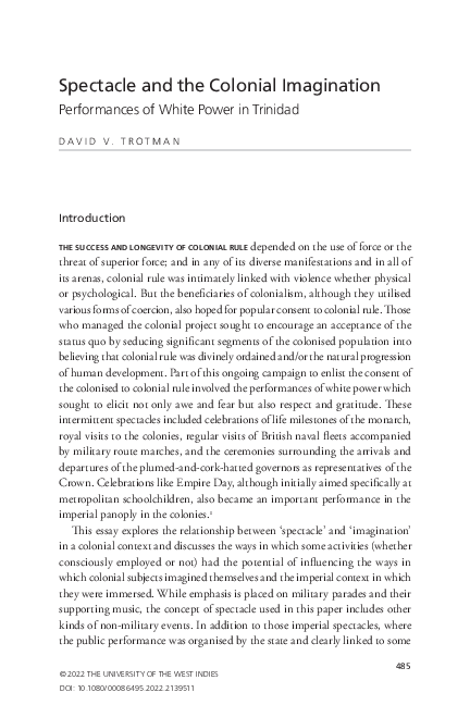 (PDF) Spectacle and the Colonial Imagination