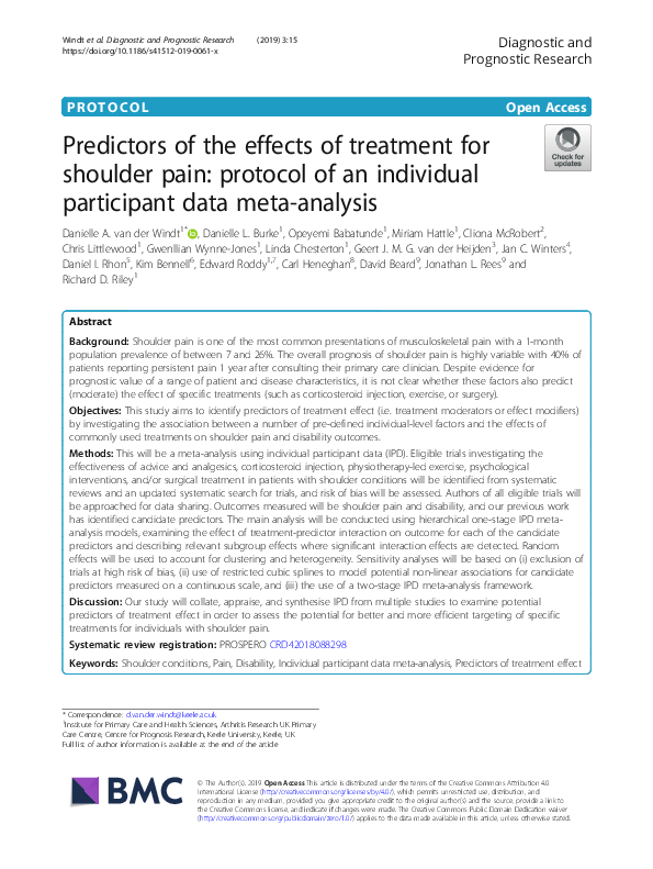 (PDF) Predictors of the effects of treatment for shoulder pain ...