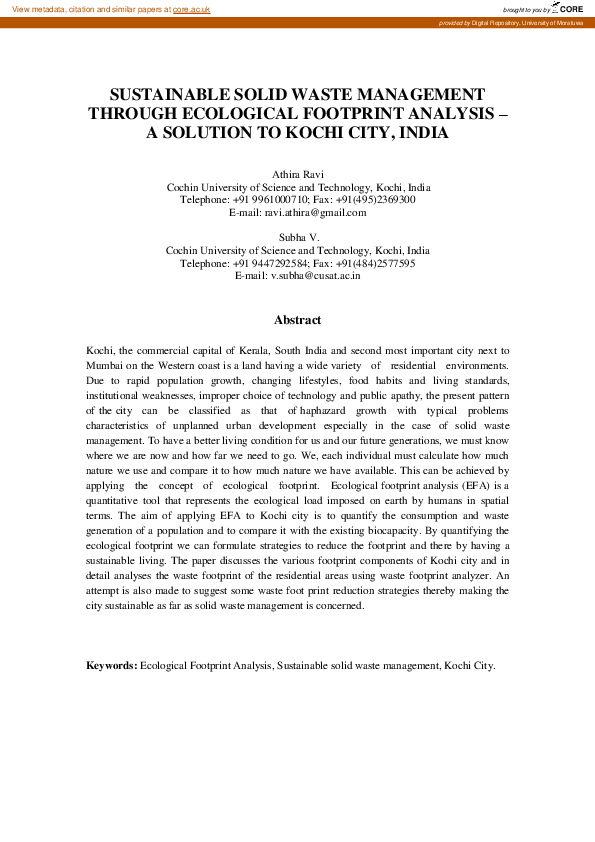 (PDF) Sustainable solid waste management through ecological footprint ...