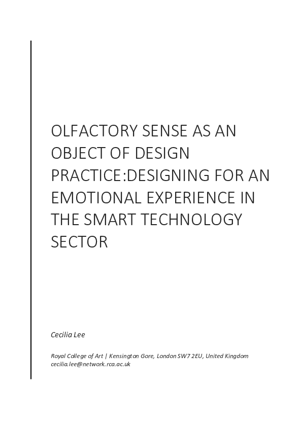 (PDF) Olfactory Sense as an Object of Design Practice: Designing for an ...