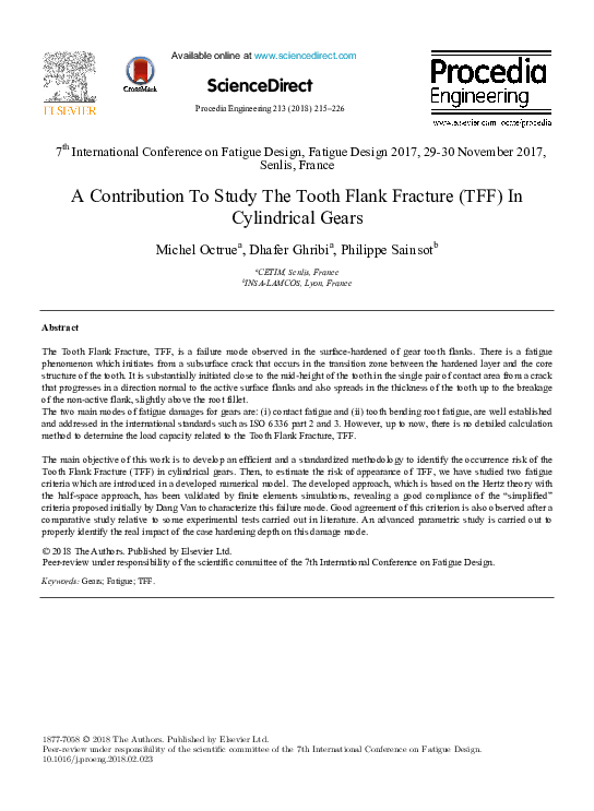 (PDF) A Contribution To Study The Tooth Flank Fracture (TFF) In ...