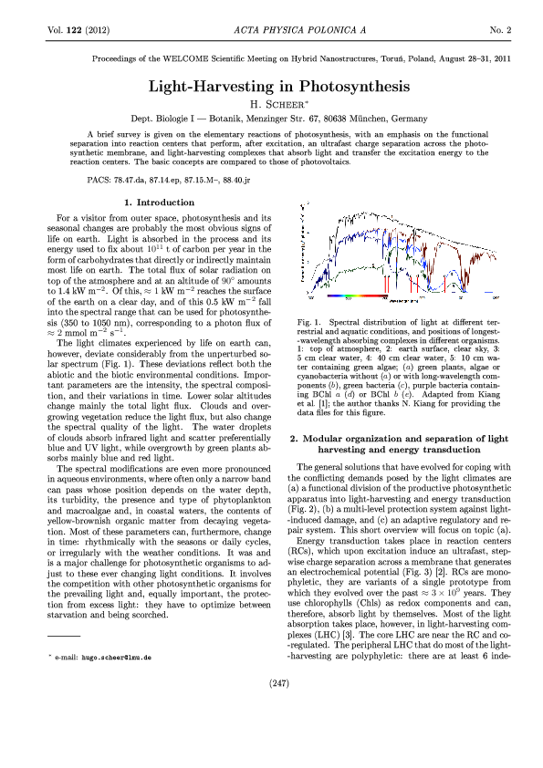 (PDF) Light-Harvesting in Photosynthesis