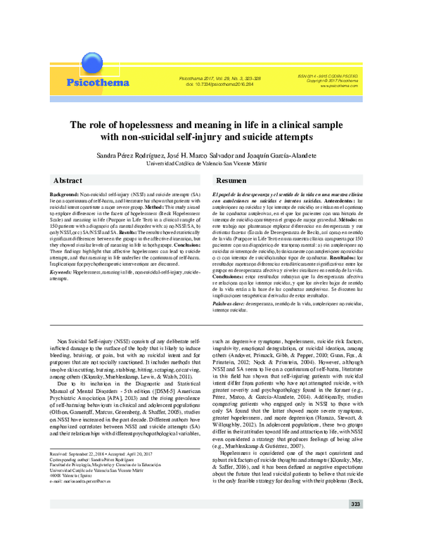 (PDF) The role of hopelessness and meaning in life in a clinical sample ...