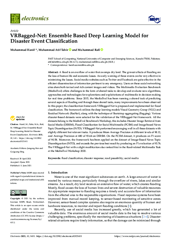 (PDF) VRBagged-Net: Ensemble Based Deep Learning Model for Disaster Event Classification